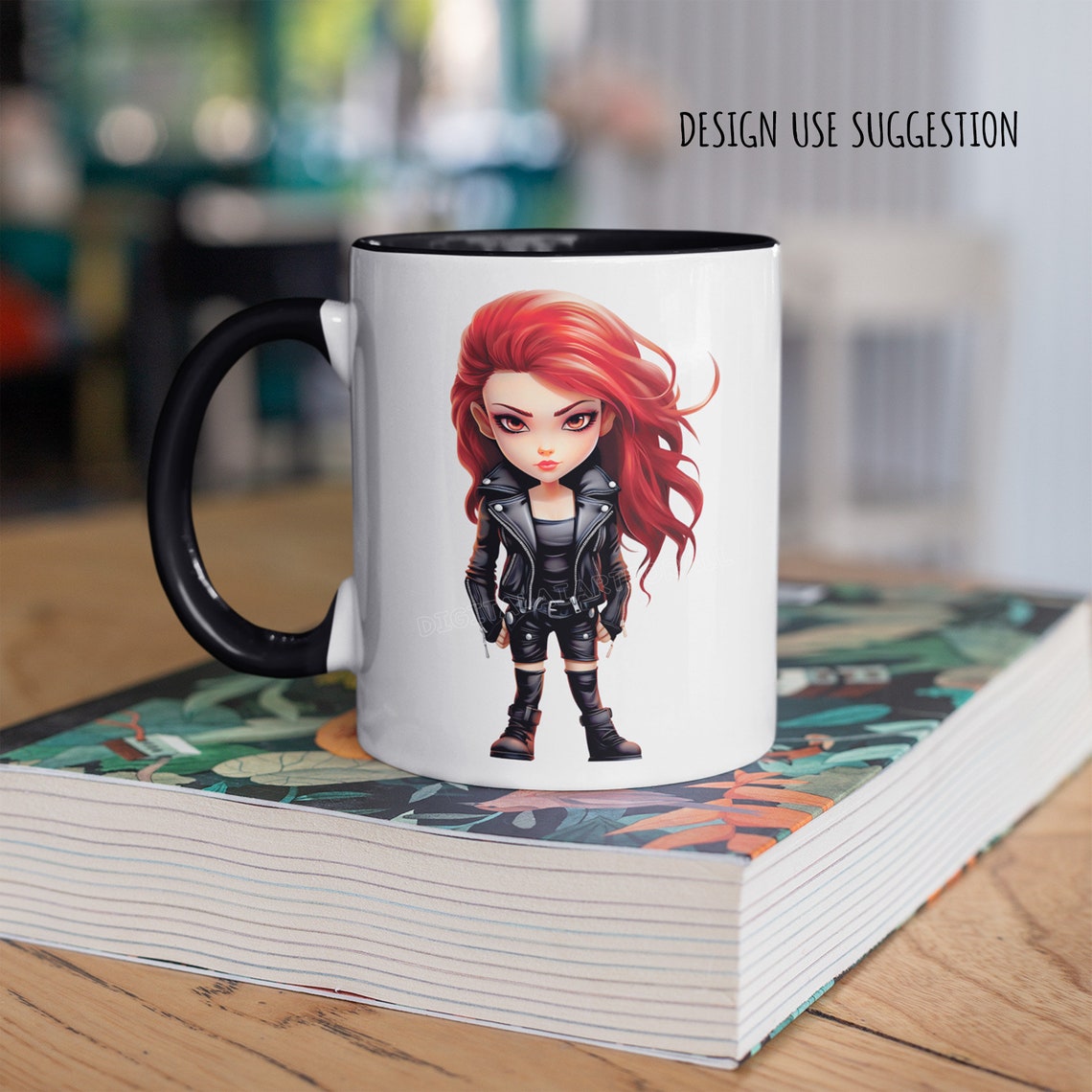 Punk Chibi Girl in Black Leather Instant Download Digital - Etsy