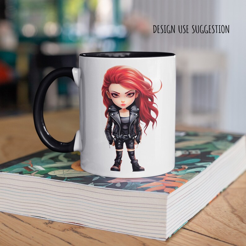 Punk Chibi Girl in Black Leather Instant Download Digital - Etsy