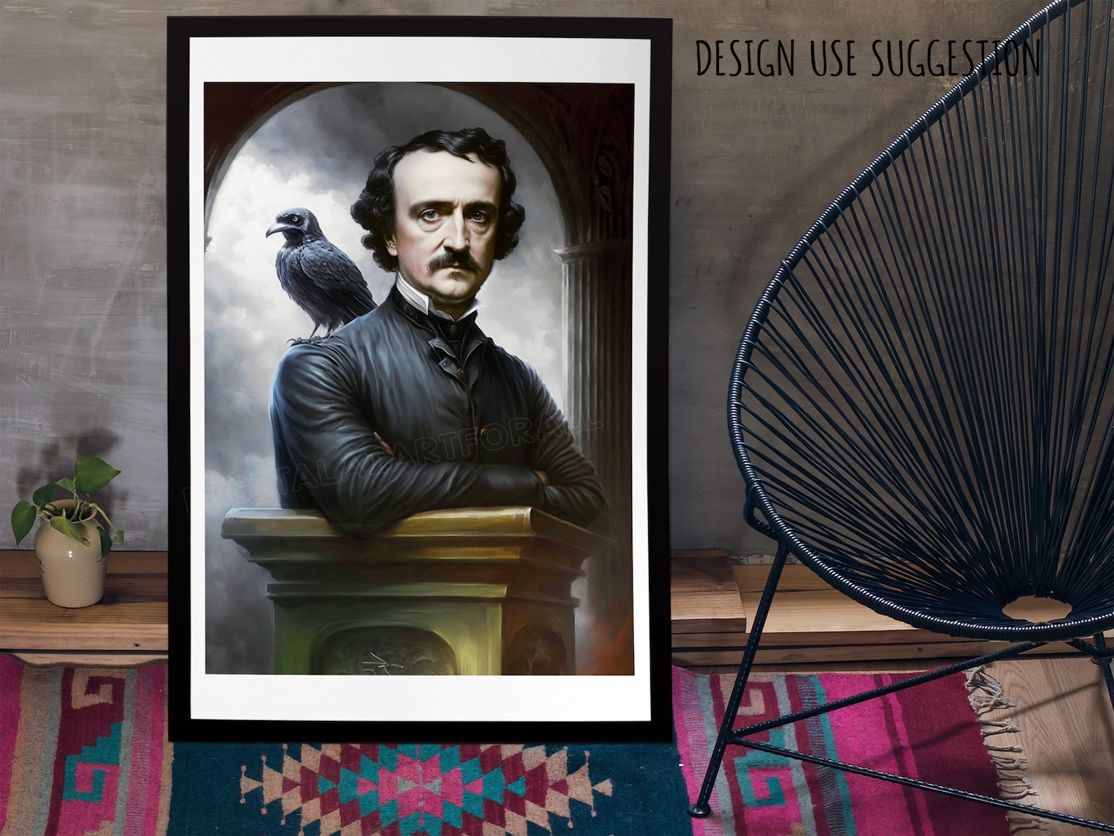 Edgar Allen Poe & Raven Printable Poster, Instant Download Digital ...