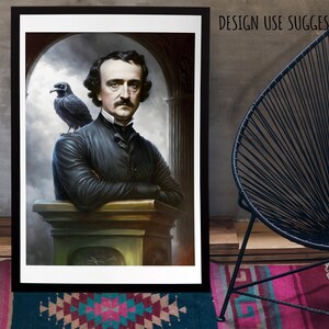 Edgar Allen Poe & Raven Printable Poster, Instant Download Digital ...