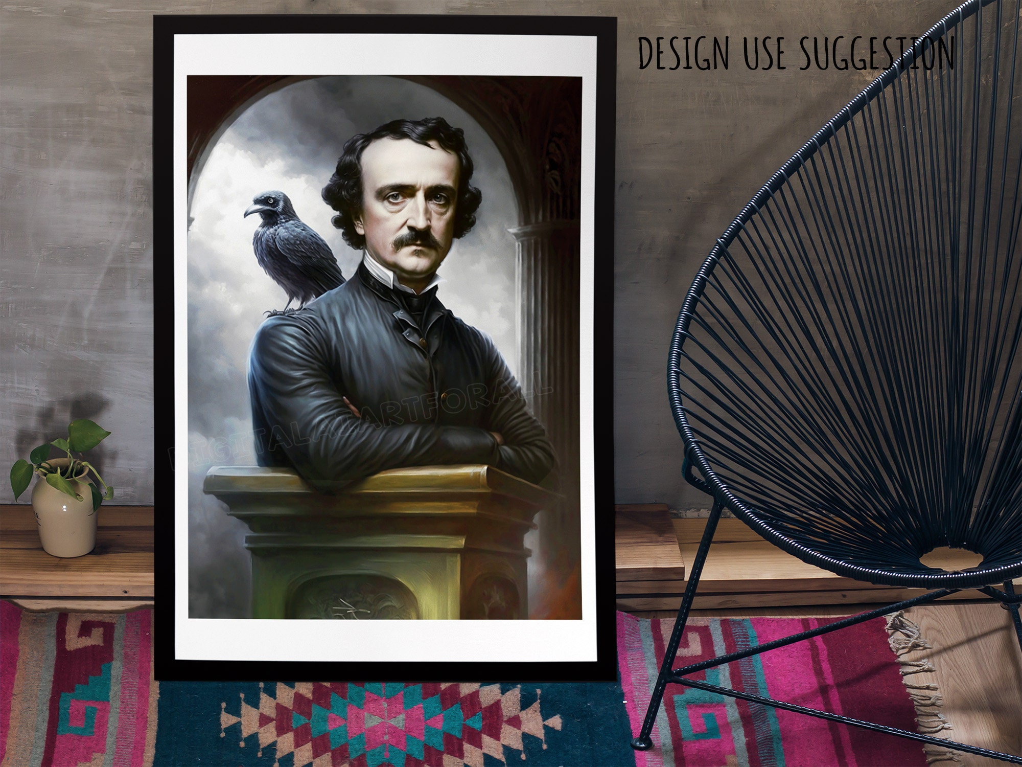 Edgar Allen Poe & Raven Printable Poster, Instant Download Digital ...