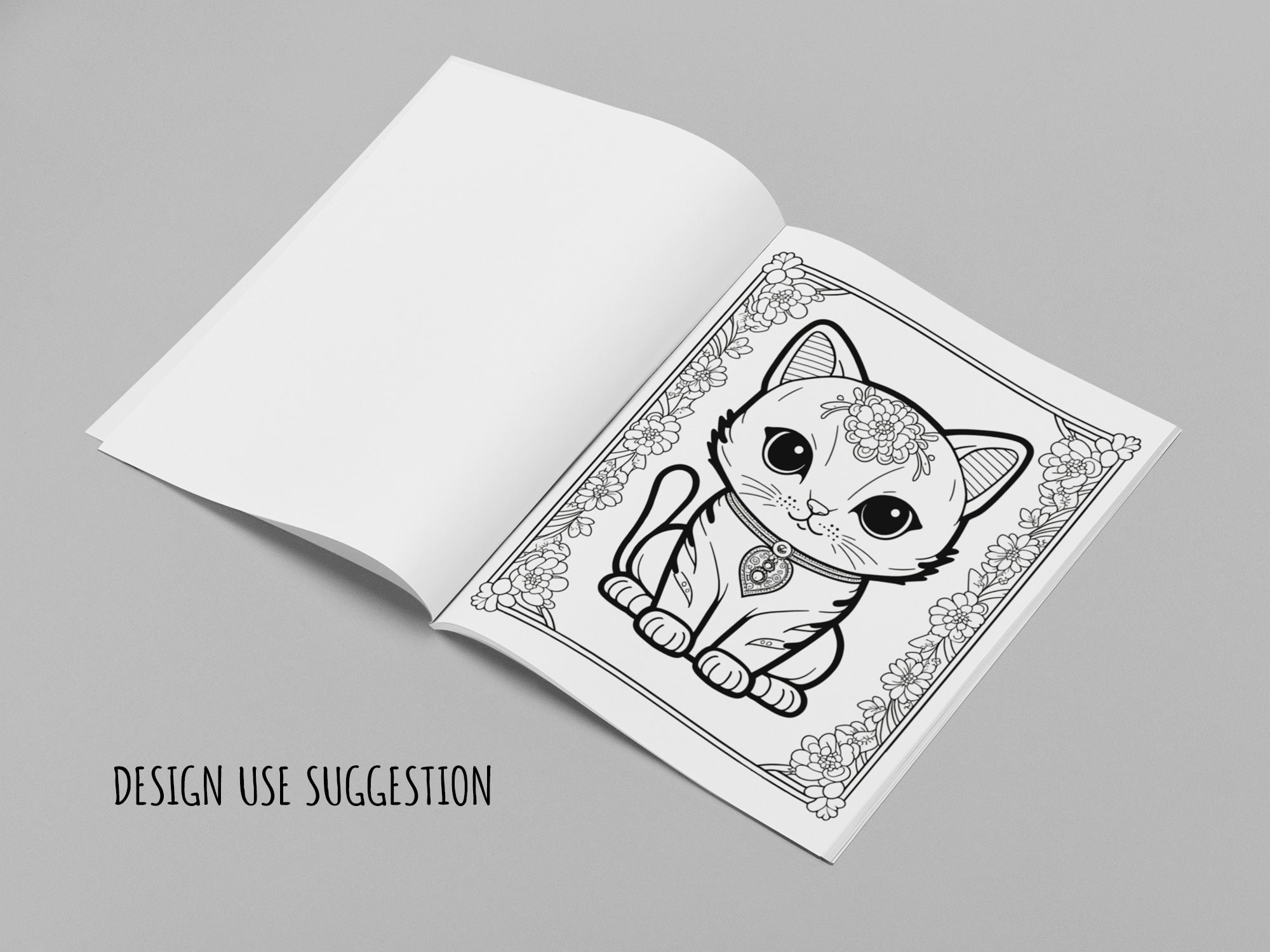 Chibi Cat Coloring Book Page/poster, Instant Download Digital Graphics ...