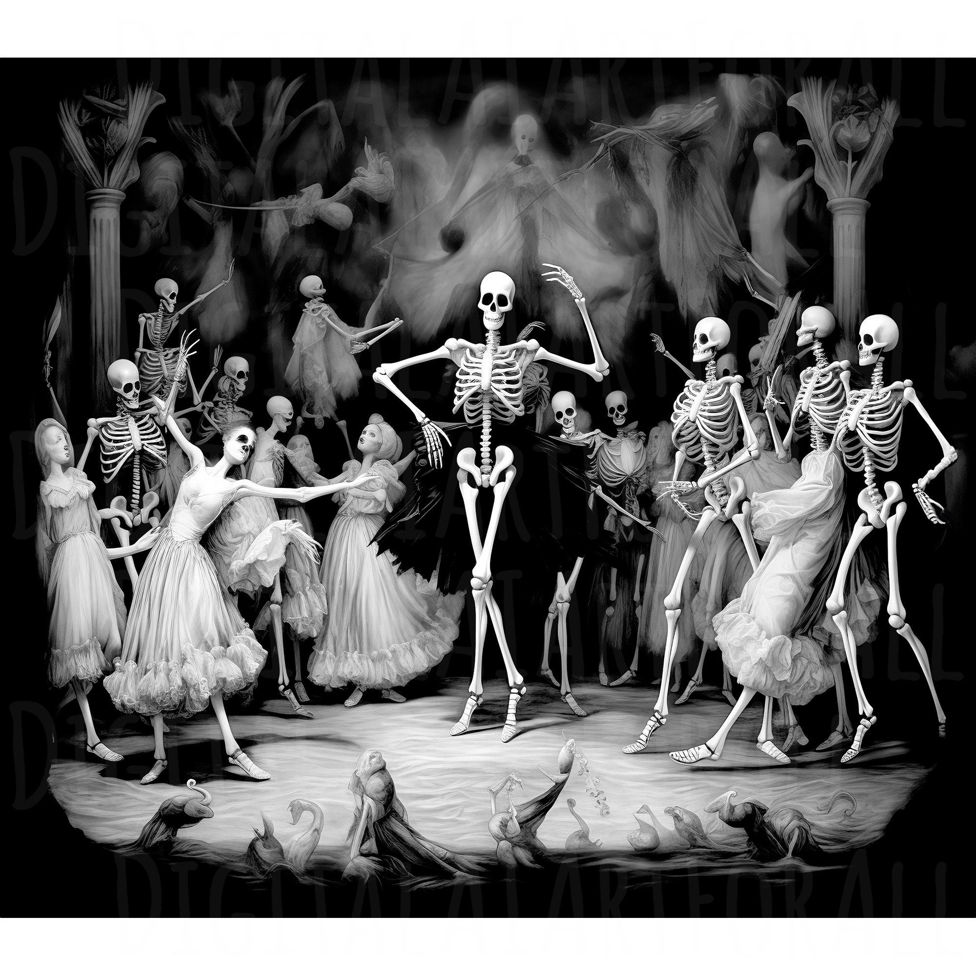 20oz Skinny Tumbler Wrap, Danse Macabre Goth Halloween Ballet, Instant ...