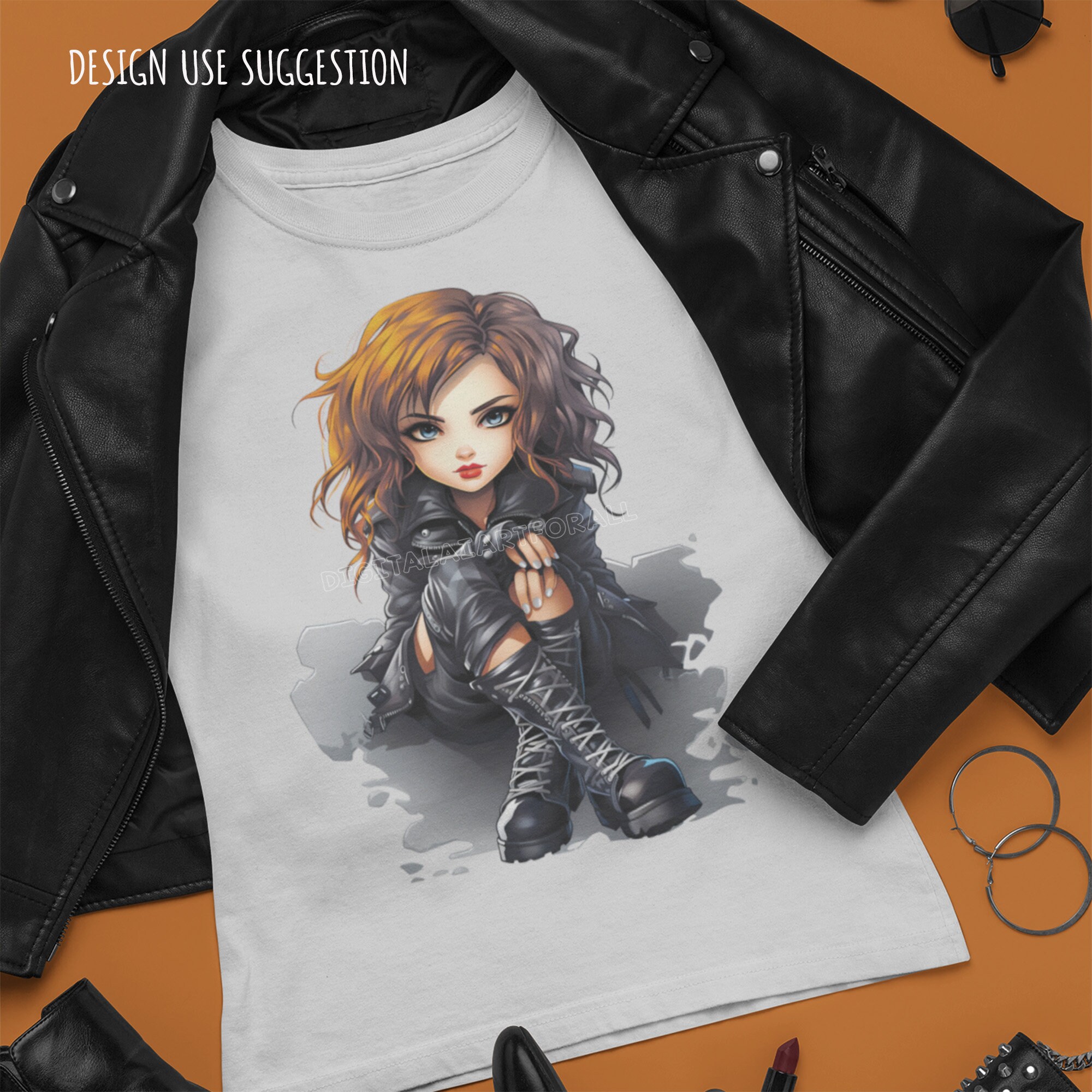Punk Rock Chibi Goth Girl Art, Instant Download Digital Graphics ...