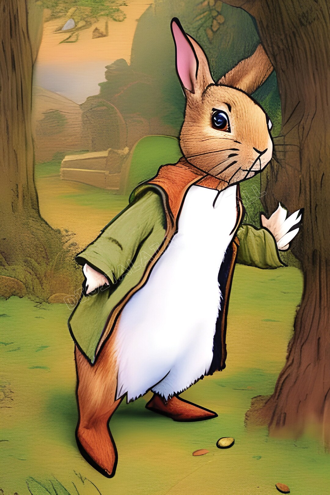 Fairytale Bunny Rabbit Drawing Printable Poster Instant - Etsy