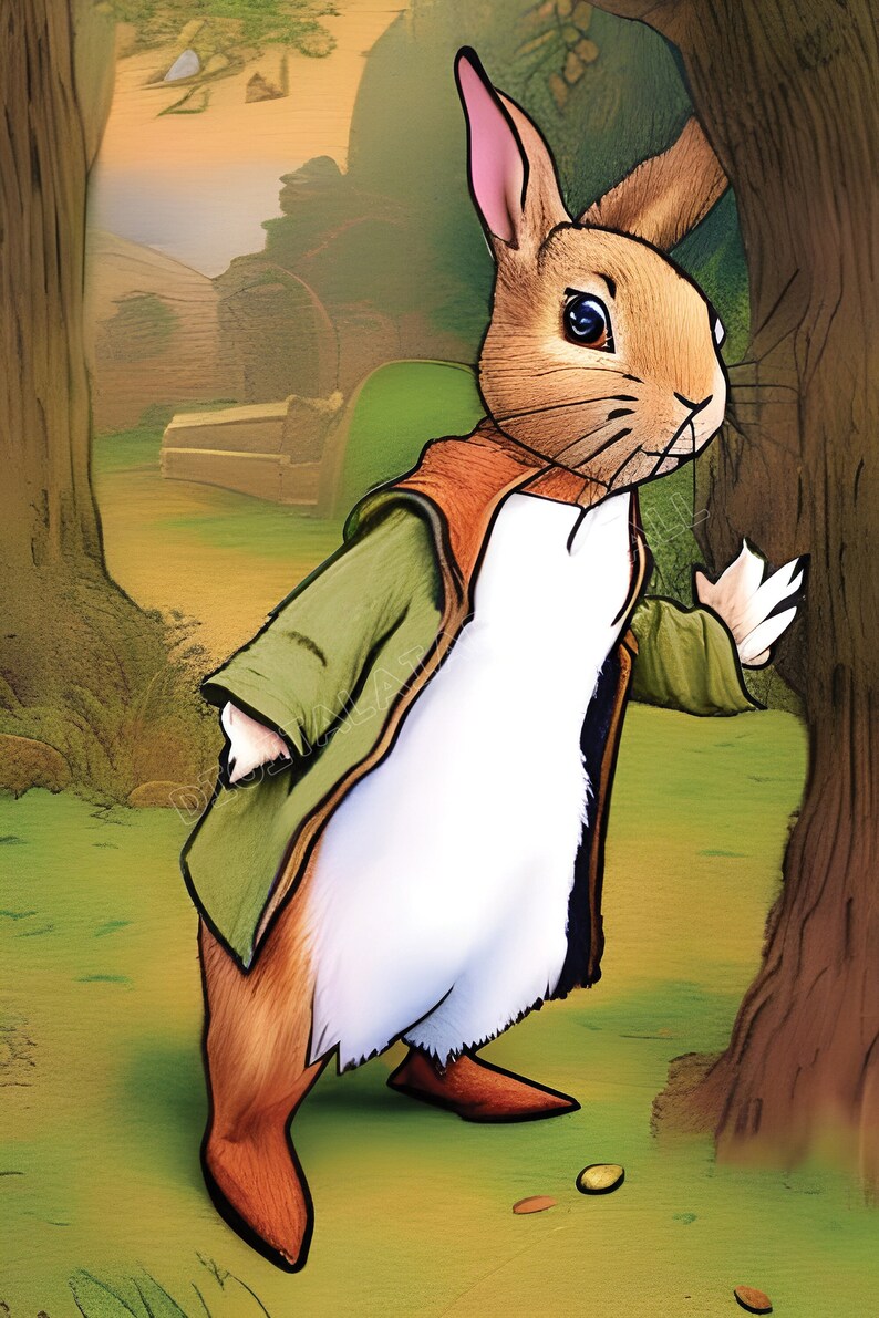 Fairytale Bunny Rabbit Drawing Printable Poster Instant - Etsy