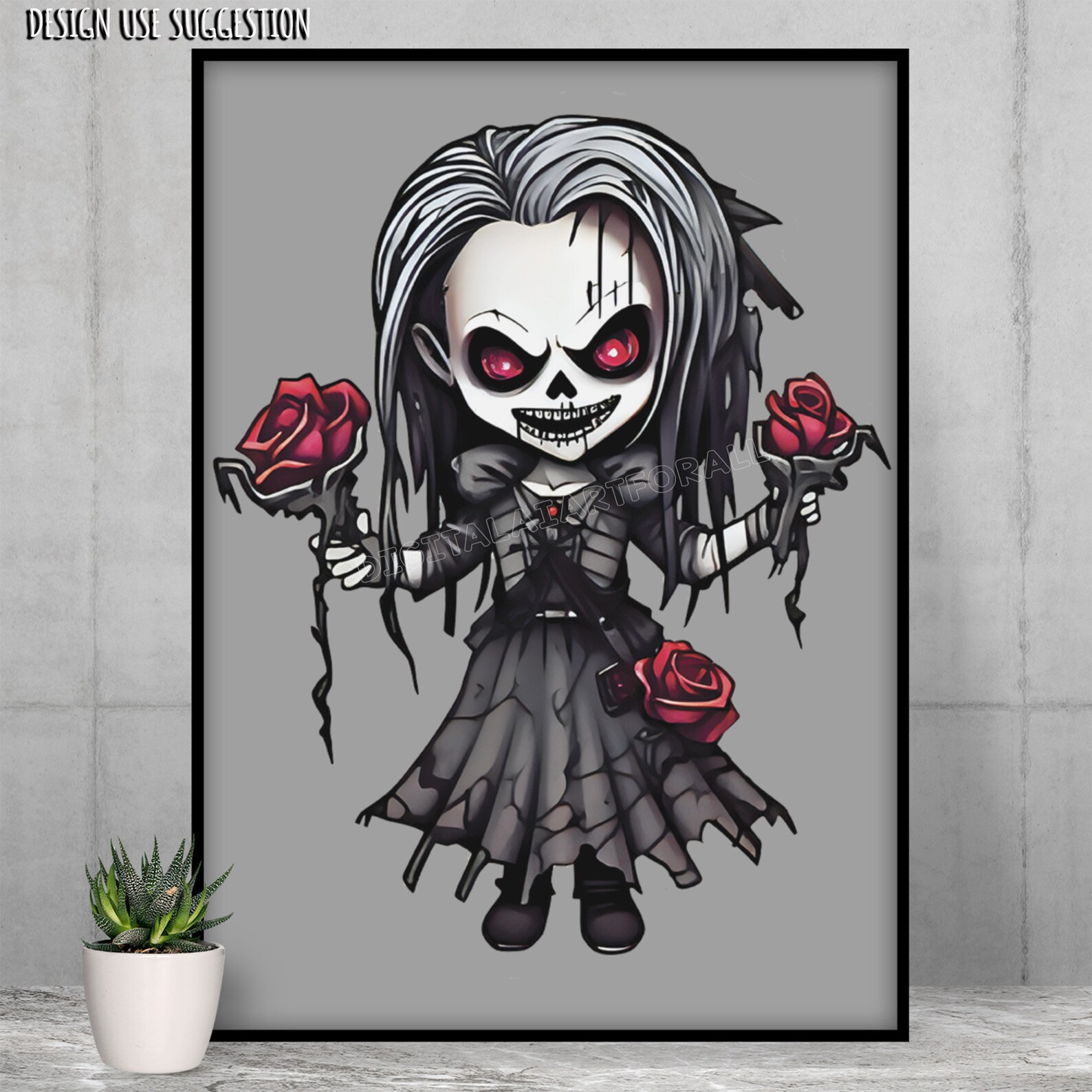 Valentine's Day Chibi Goth Zombie Clip Art, Instant Download Digital ...
