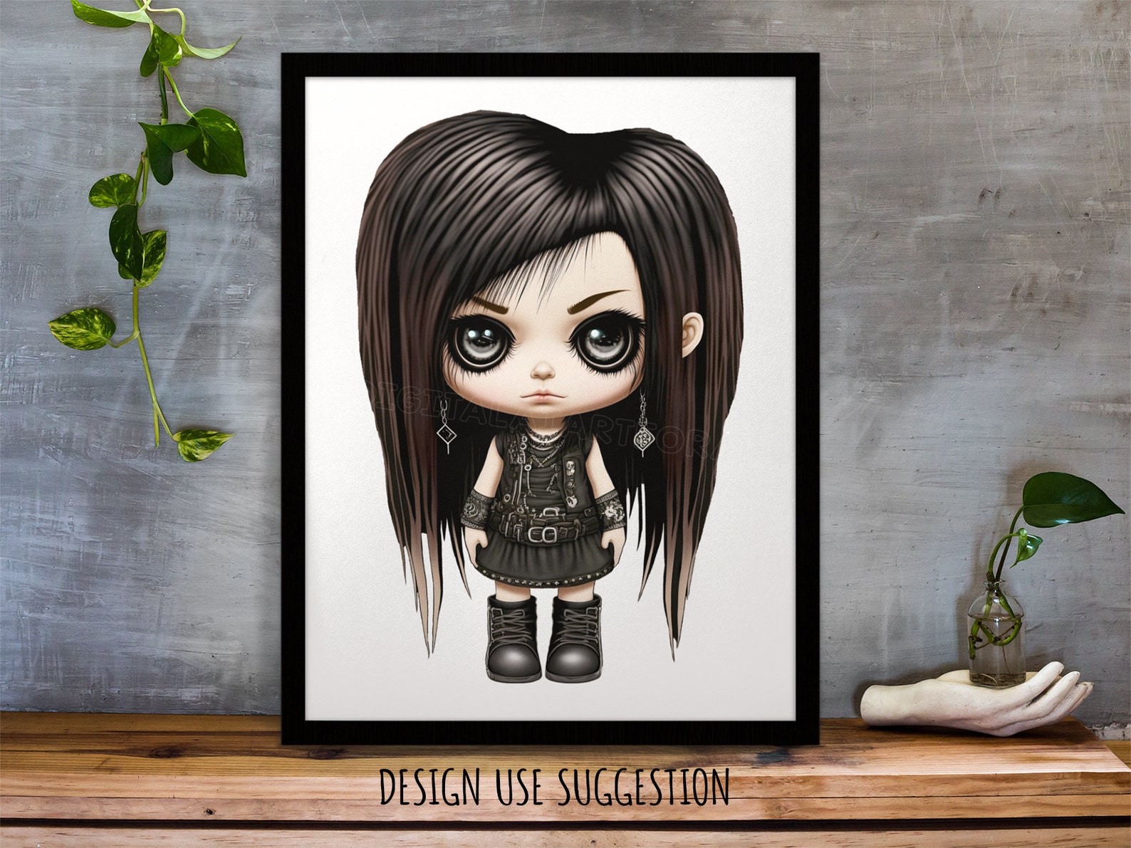 Goth Chibi Girl | Instant Download, Digital Graphics, Sublimation ...