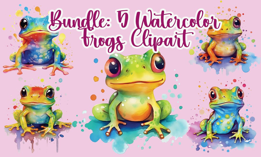 Bundle: 5 Watercolor Frogs Clipart | Instant Download, Nature Digital ...