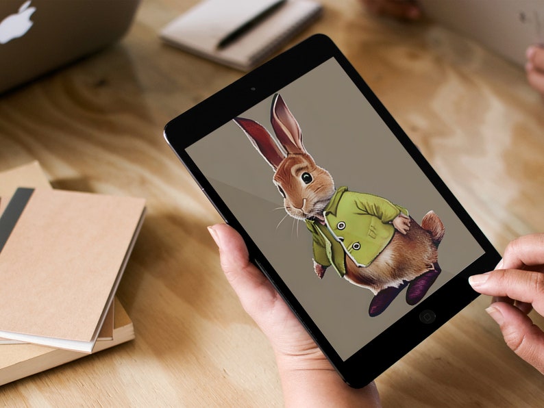 Fairytale Bunny Rabbit Drawing - Printable Poster, Instant Download ...