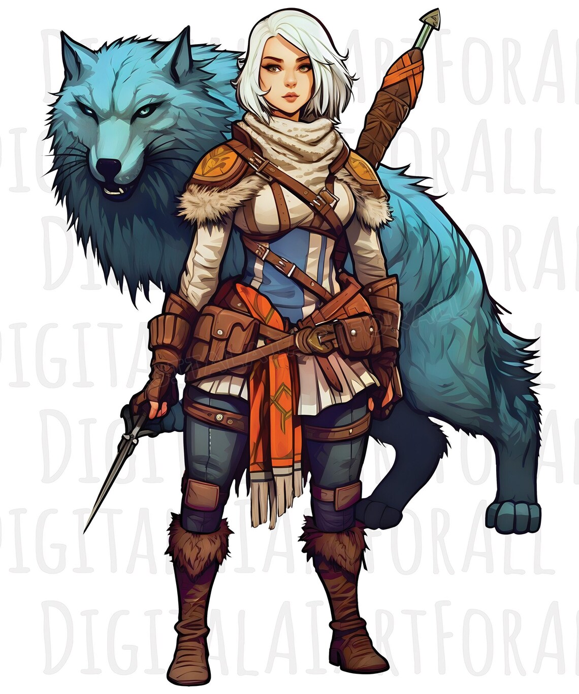 Clipart Female Monster Hunter Cartoon | Instant Download Digital ...