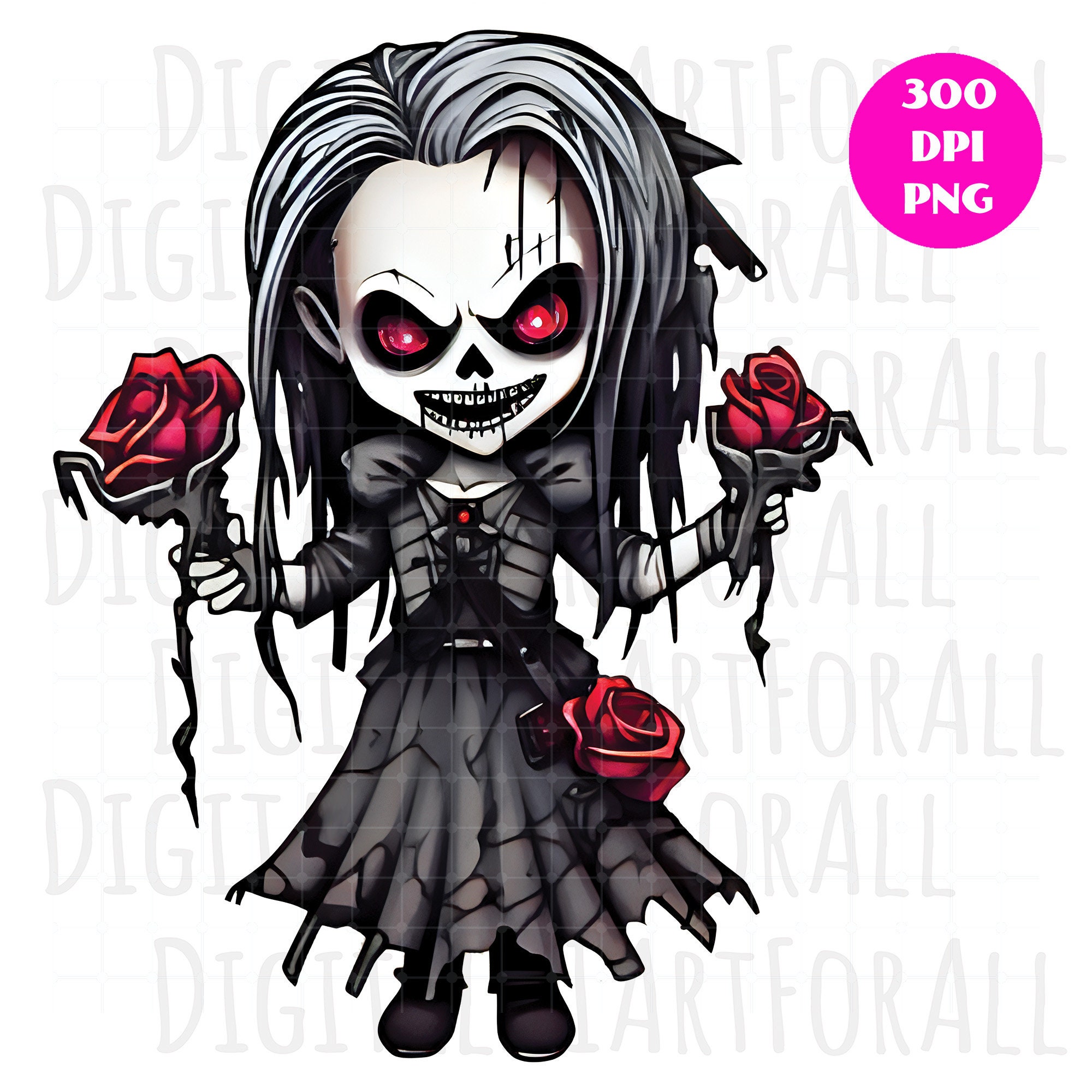 Valentine's Day Chibi Goth Zombie Clip Art, Instant Download Digital ...