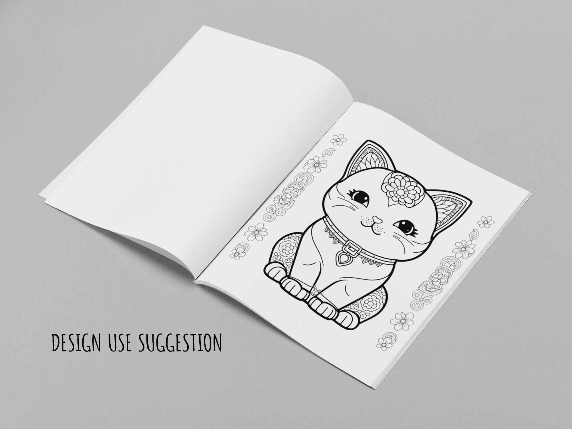 Chibi Cat Coloring Book Page/poster | Instant Download Digital Graphics ...