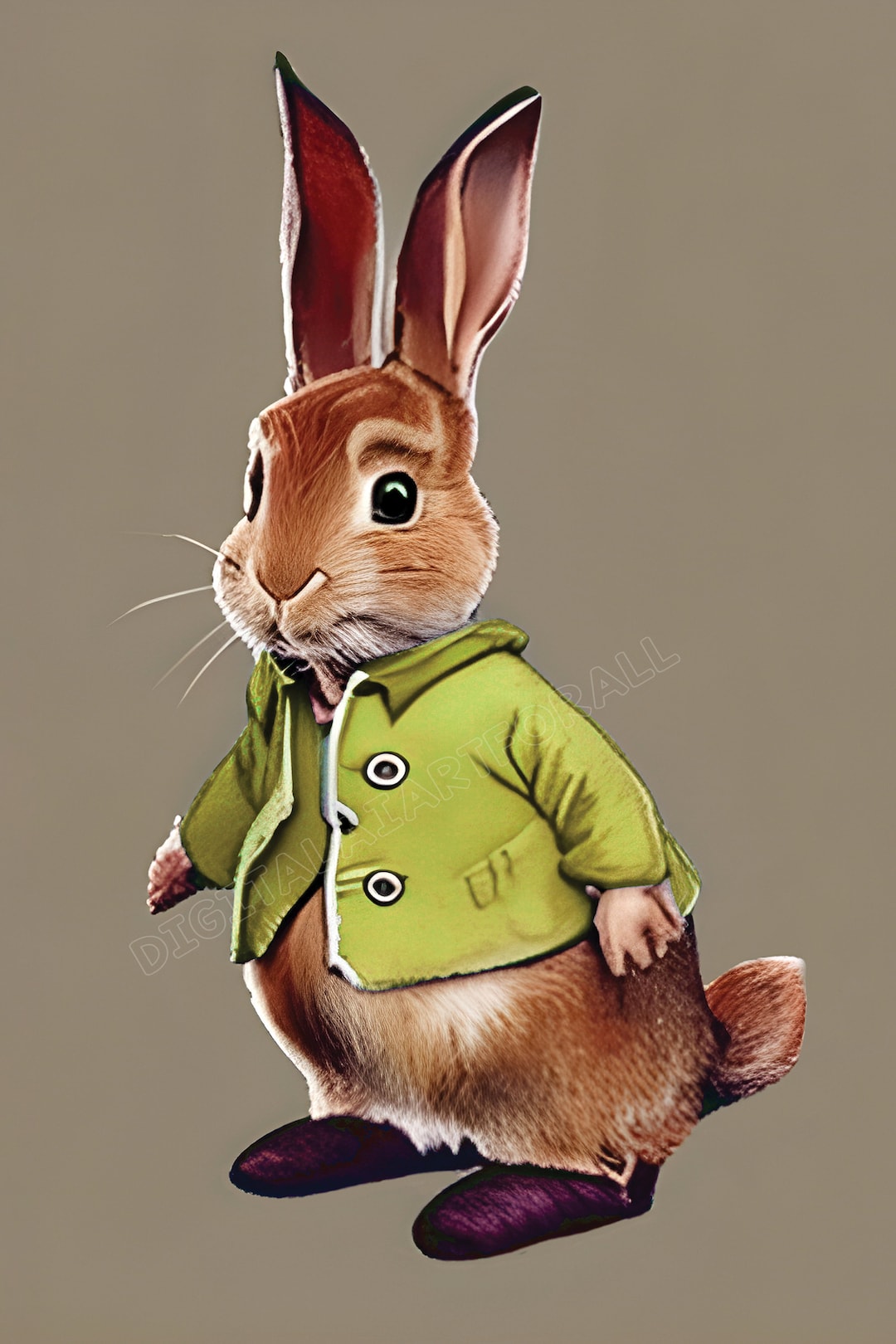 Fairytale Bunny Rabbit Drawing - Printable Poster, Instant Download ...