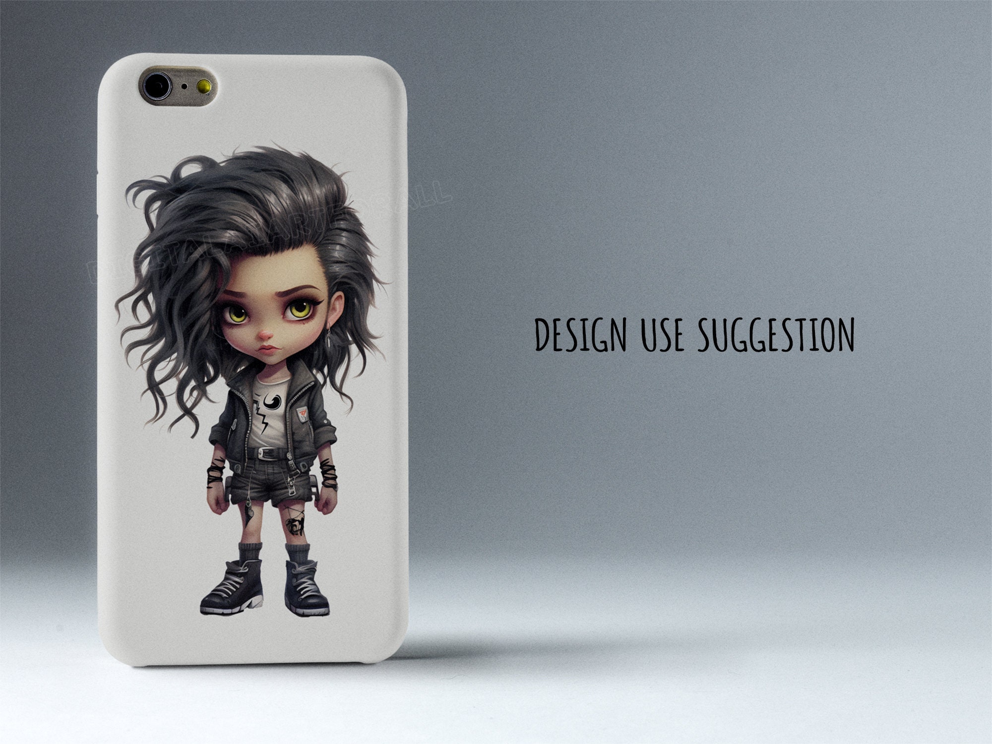 Chibi Punk Girl in Black Leather Instant Download Digital - Etsy