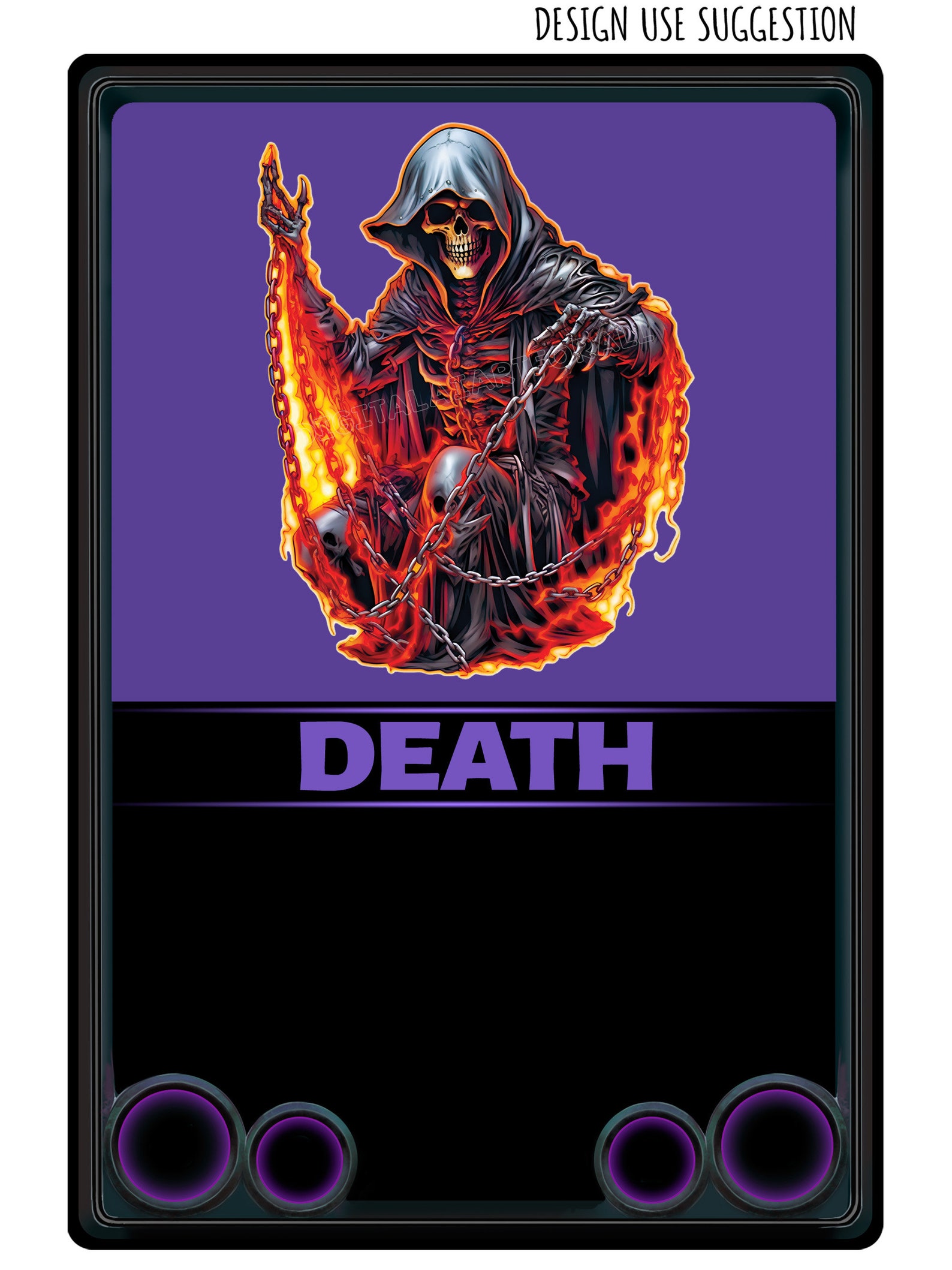 Flaming Grim Reaper Skull Chained, Instant Download, Digital Graphics ...