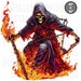 Grim Reaper Skull Chained in Flames, Instant Download, Digital Graphics ...