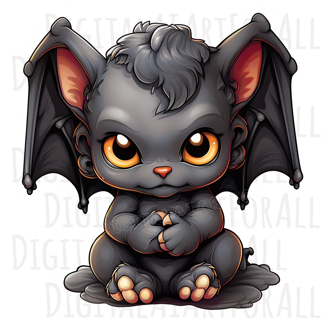 Winged Baby Cat Gargoyle | Instant Download, Digital Graphics, Dtg ...
