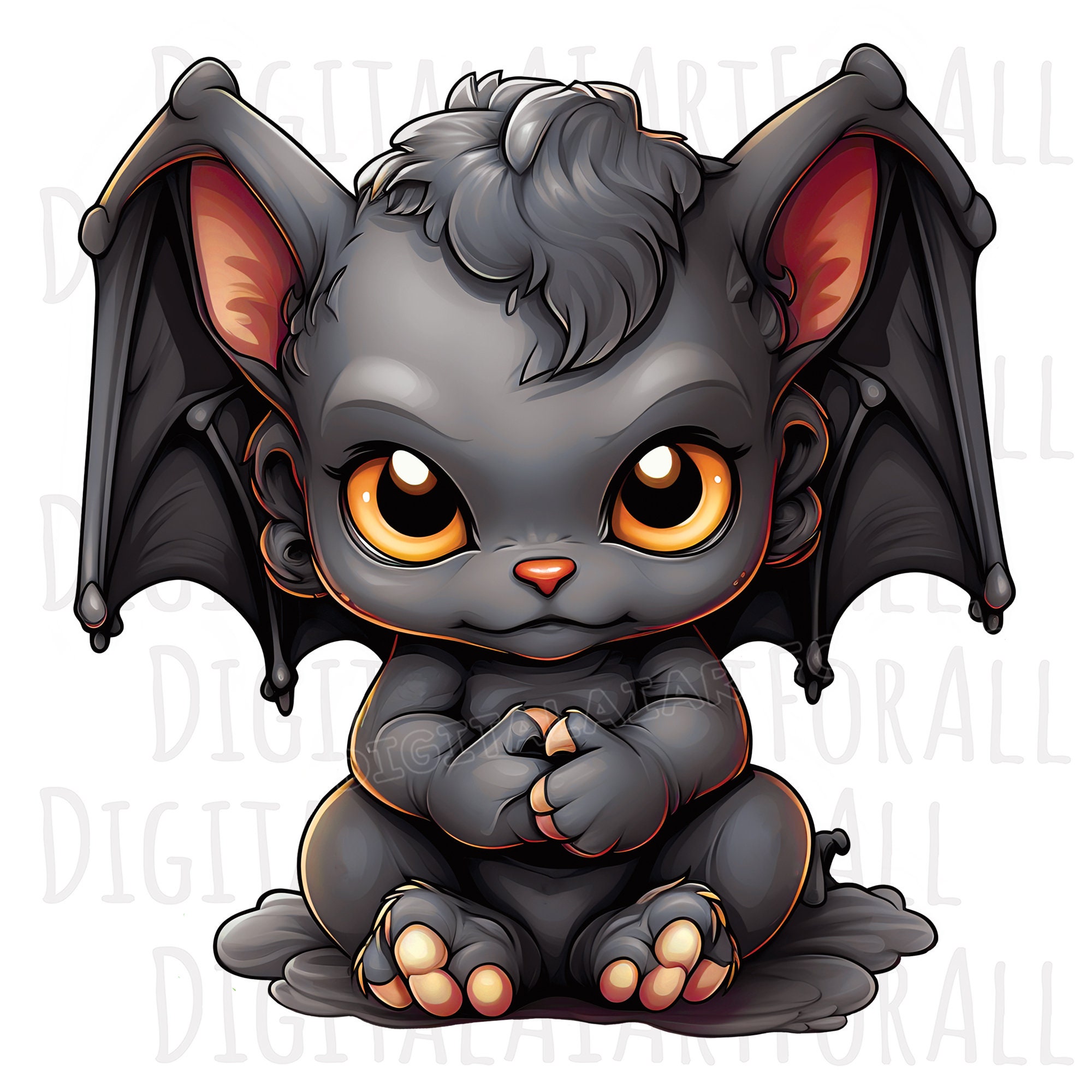Winged Baby Cat Gargoyle | Instant Download, Digital Graphics, Dtg ...