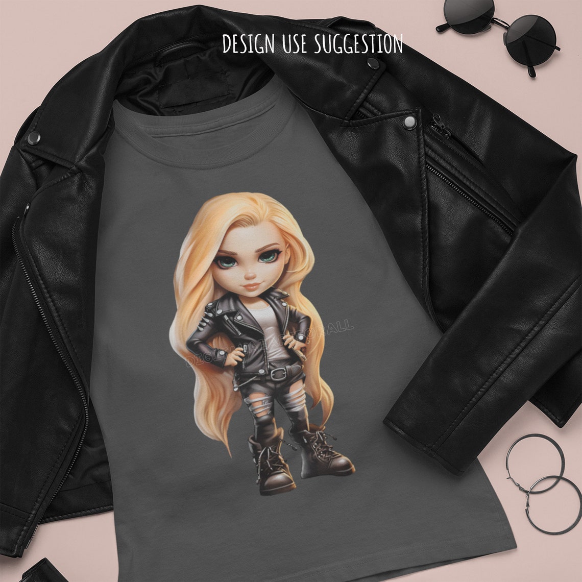 Chibi Punk Girl in Black Leather Instant Download Digital - Etsy