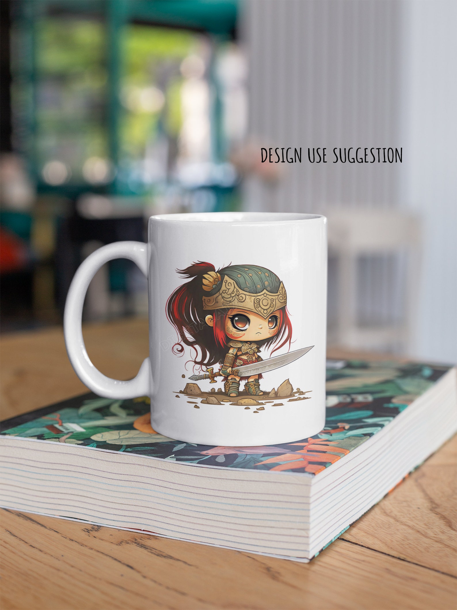 Fierce Chibi Girl Warrior | Instant Download Digital Graphics ...