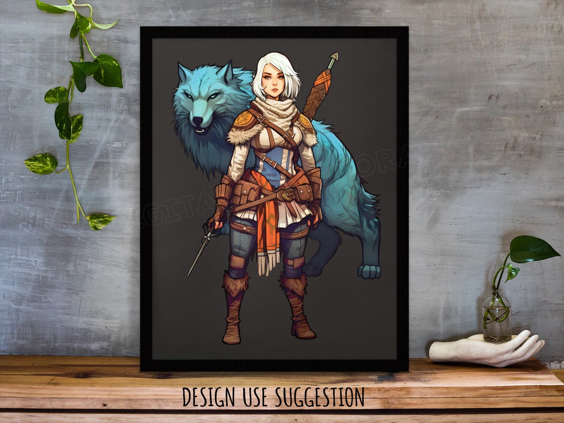 Clipart Female Monster Hunter Cartoon | Instant Download Digital ...