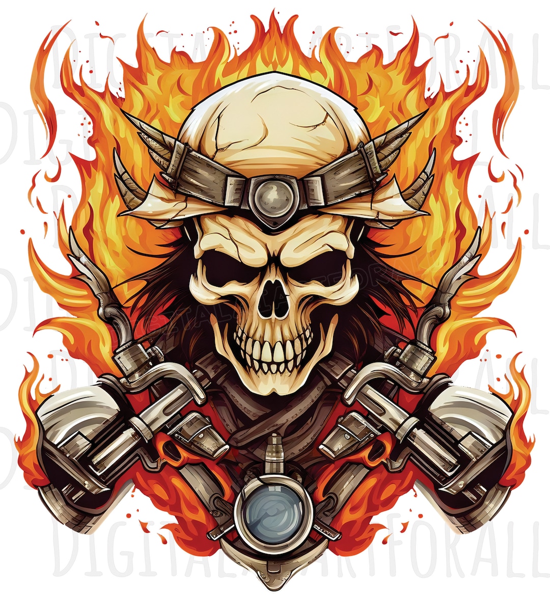 Biker Skull, Human Skull, Instant Download, Digital Graphics, Dtg ...