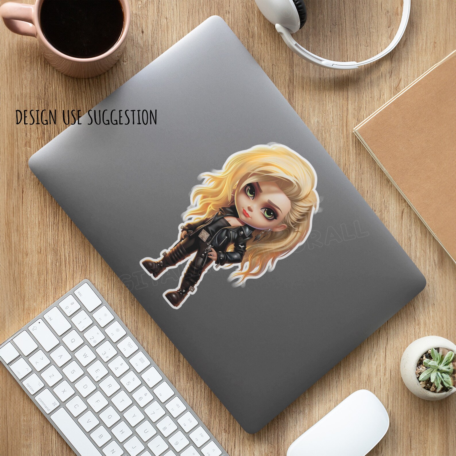 Chibi Punk Girl in Black Leather | Instant Download Digital Graphics ...