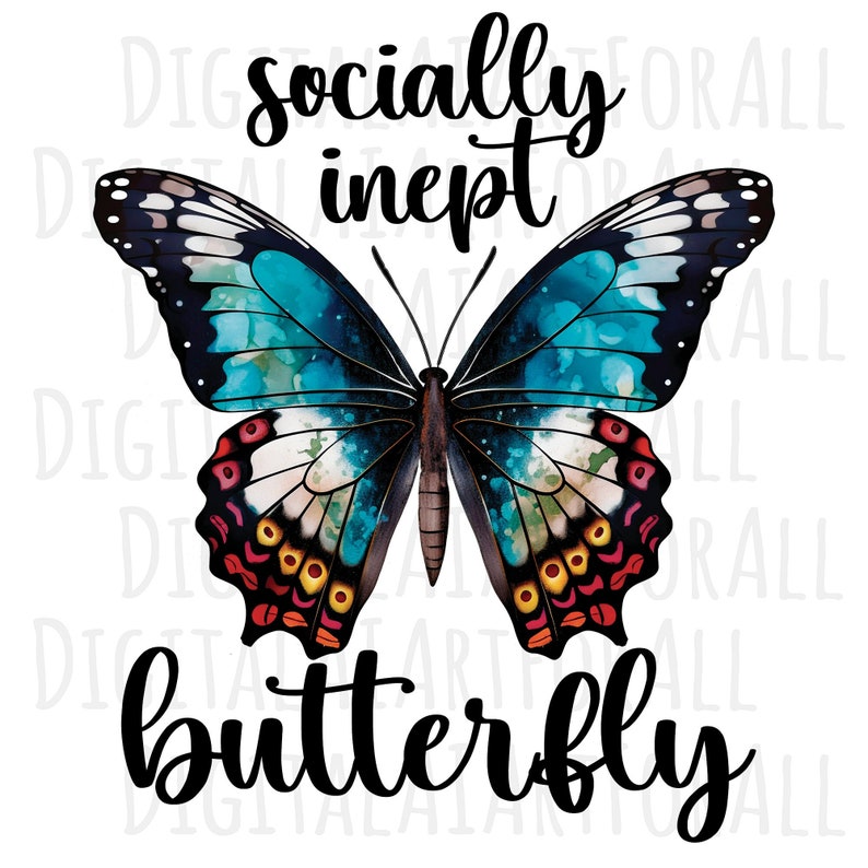 Socially Inept Butterfly PNG Instant Download Digital Art Dtg ...