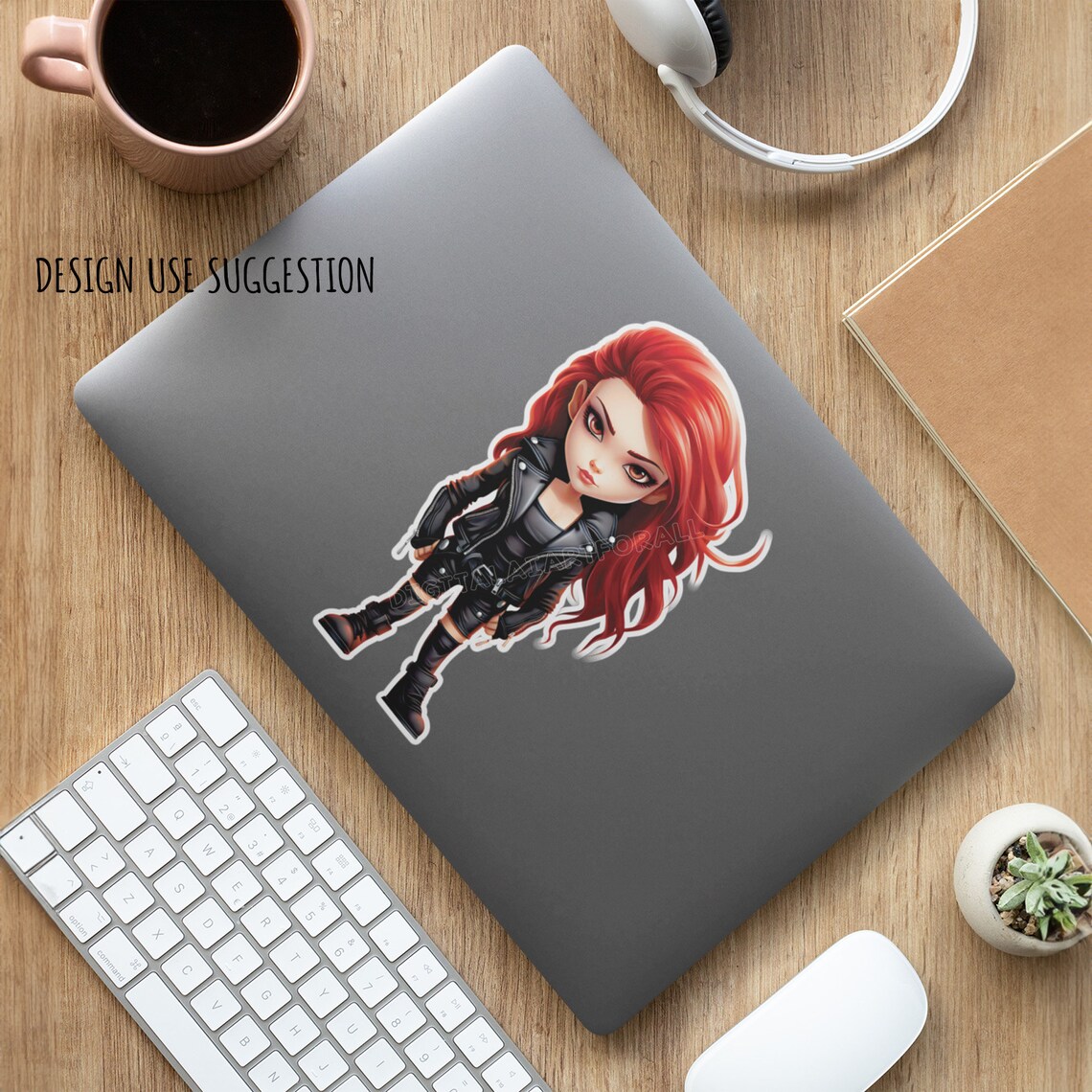 Punk Chibi Girl in Black Leather | Instant Download Digital Graphics ...