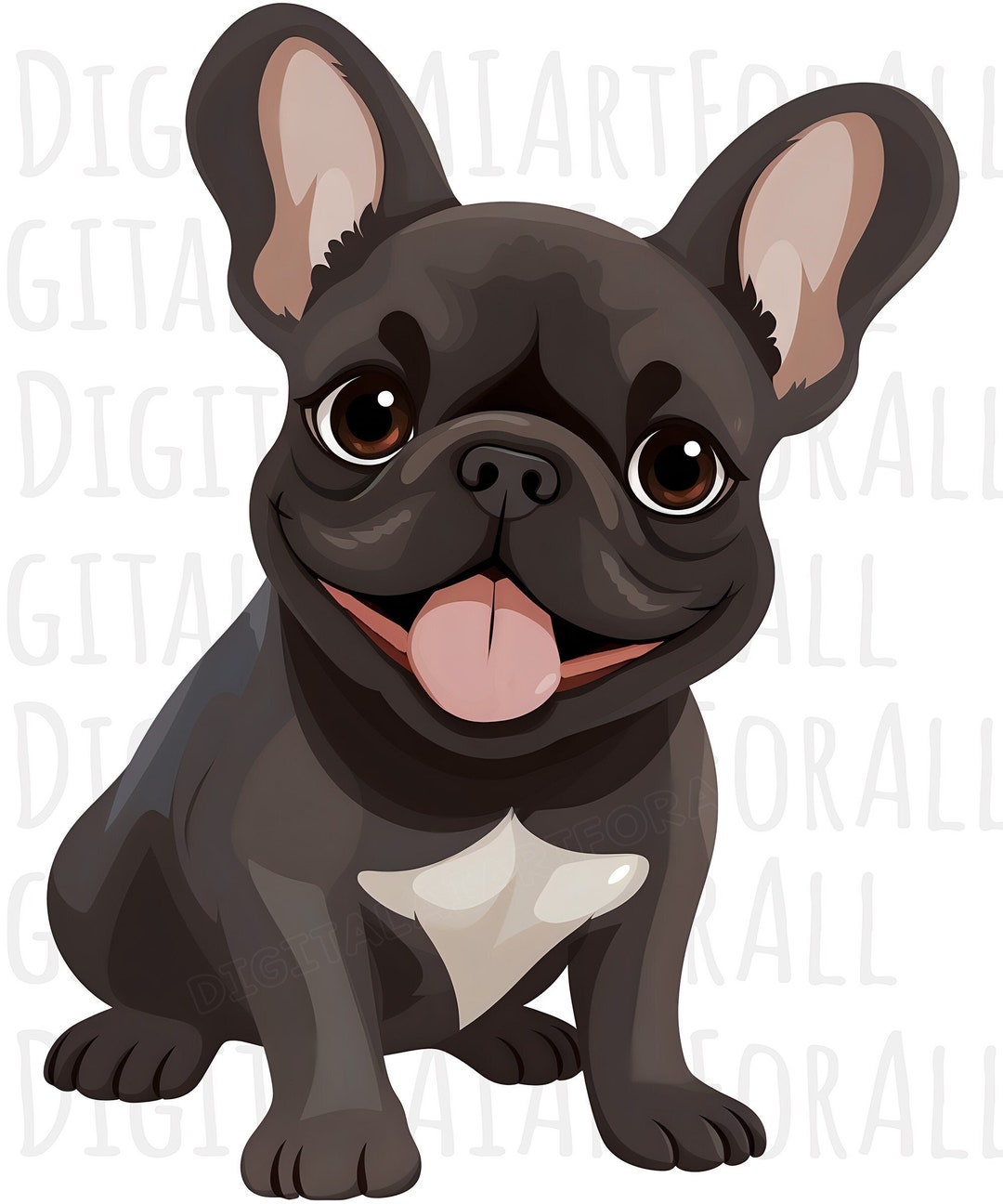 Smiling French Bulldog/frenchie | Instant Download, Digital Graphics ...