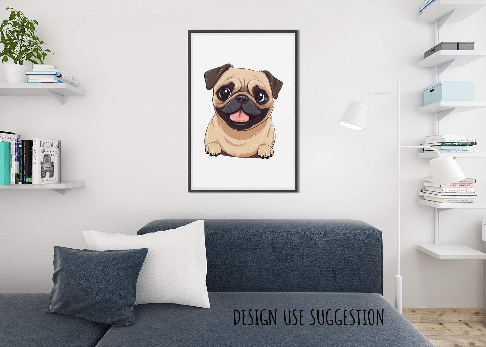 Smiling Pug Dog, Instant Download, Digital Graphics, Sublimation ...