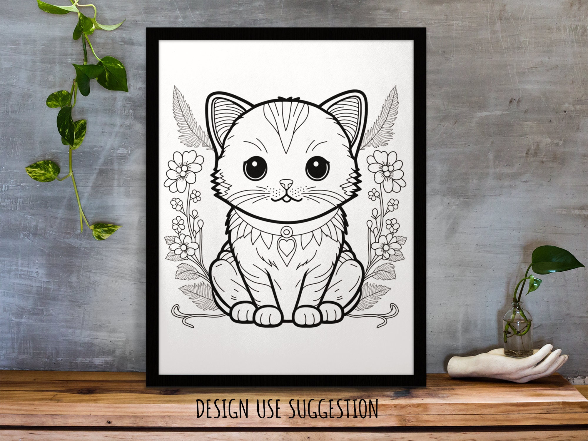 Chibi Cat Coloring Book Page/poster | Instant Download Digital Graphics ...