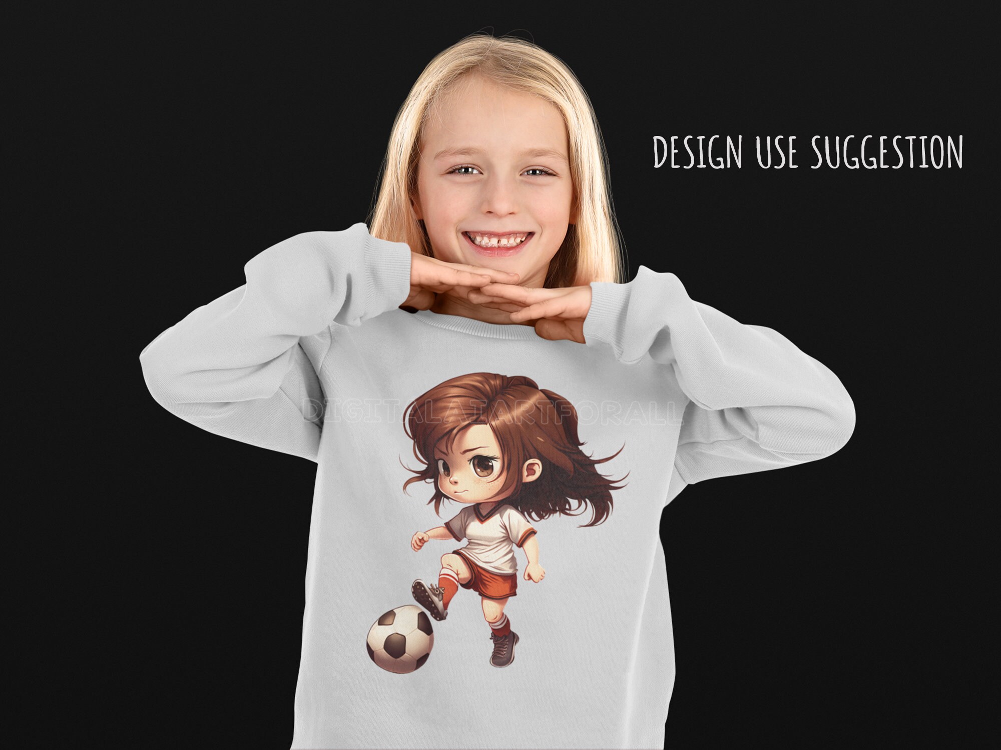 Chibi Girl Soccer Player | Instant Download Digital Graphics ...