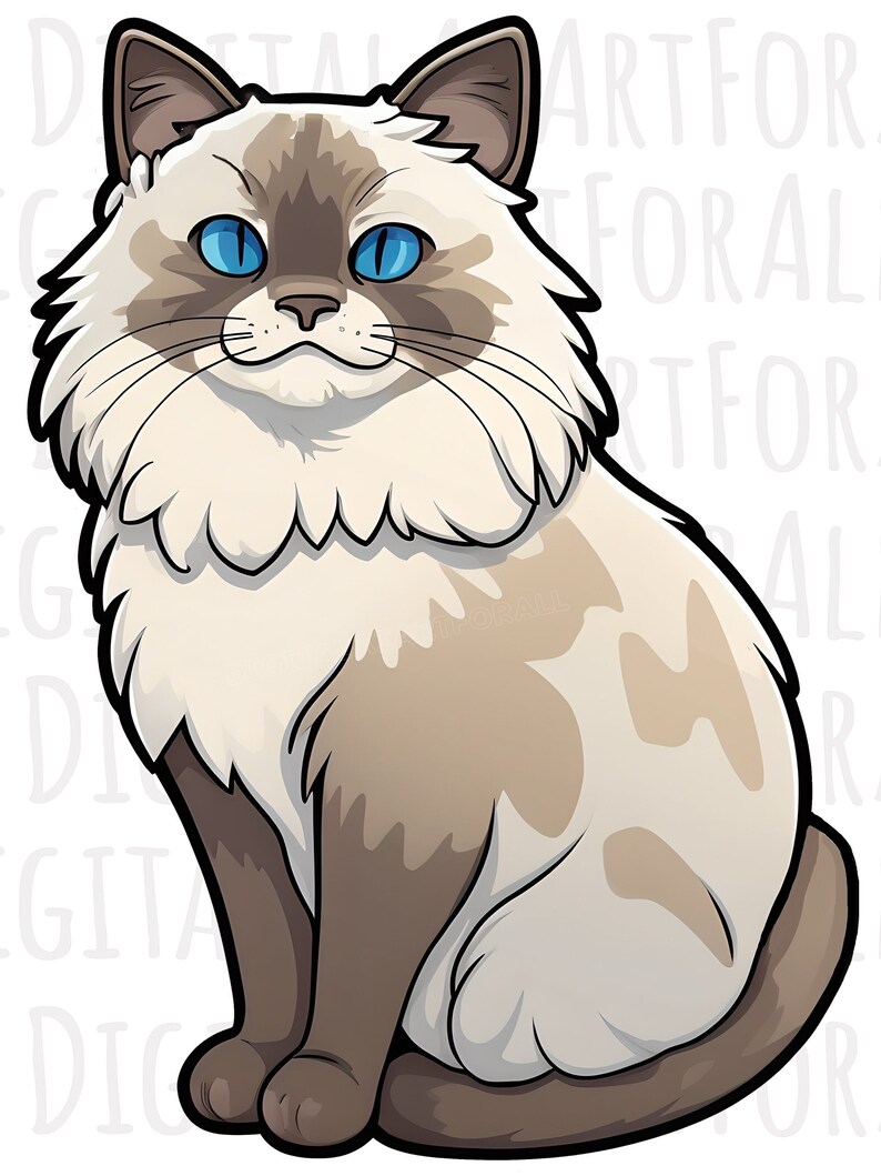 Smiling Ragdoll Cat | Instant Downloadable Art Digital Art DTG ...