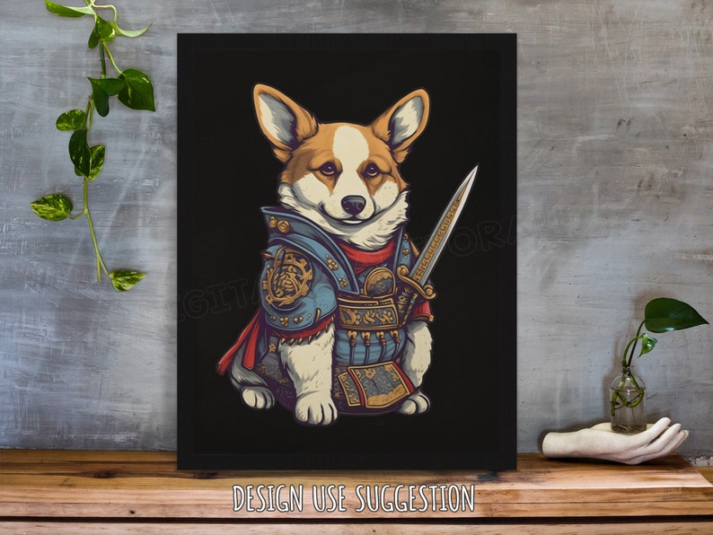 Warrior Corgi PNG | Instant Download, Digital Graphics, Dtg/sublimation ...