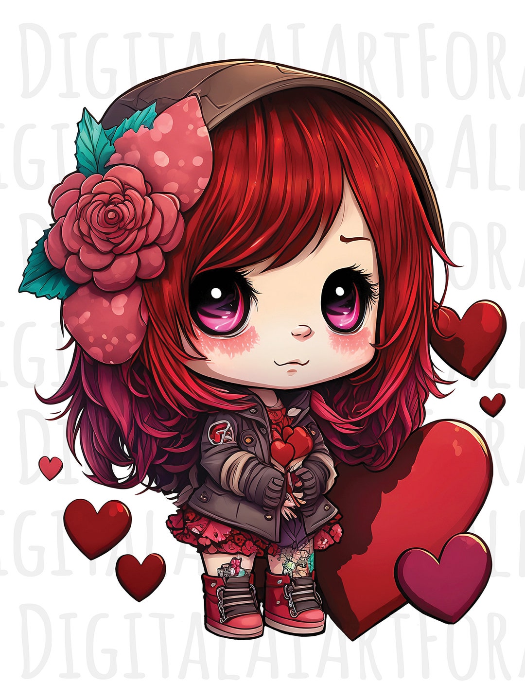 Chibi Girl Be My Valentine | Instant Download Digital Graphics ...