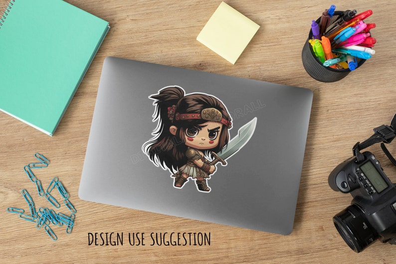 Fierce Chibi Girl Warrior | Instant Download Digital Graphics ...