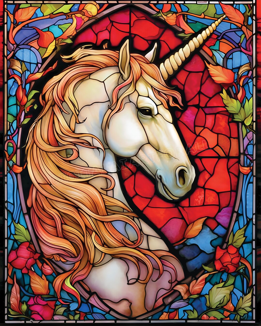 Stained Glass Unicorn Design | Instant Download, Digital Graphics ...
