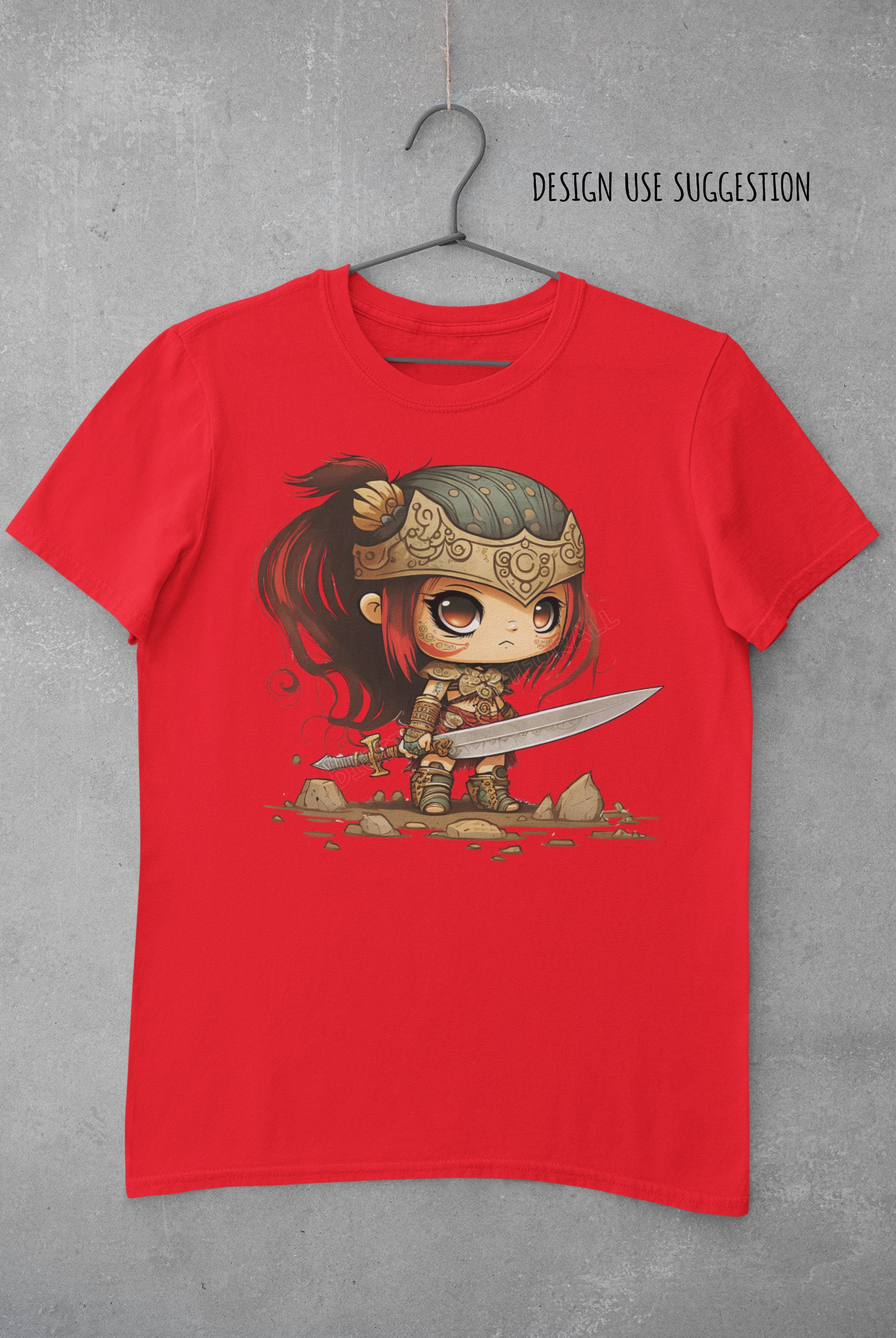 Fierce Chibi Girl Warrior | Instant Download Digital Graphics ...