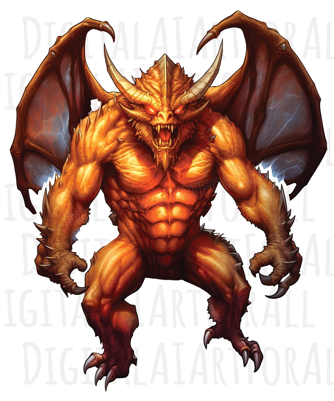 Mythical Demon From Hell | Instant Download, Digital Graphics, Dtg ...