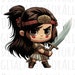 Fierce Chibi Girl Warrior | Instant Download Digital Graphics ...