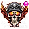 Winged Outlaw Biker Skull, Flaming, Instant Download Digital Graphics ...