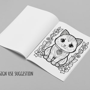 Chibi Cat Coloring Book Page/poster | Instant Download Digital Graphics ...