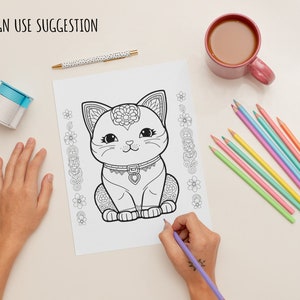 Bundle: 5 Chibi Cat Coloring Book Pages, Instant Download Digital ...