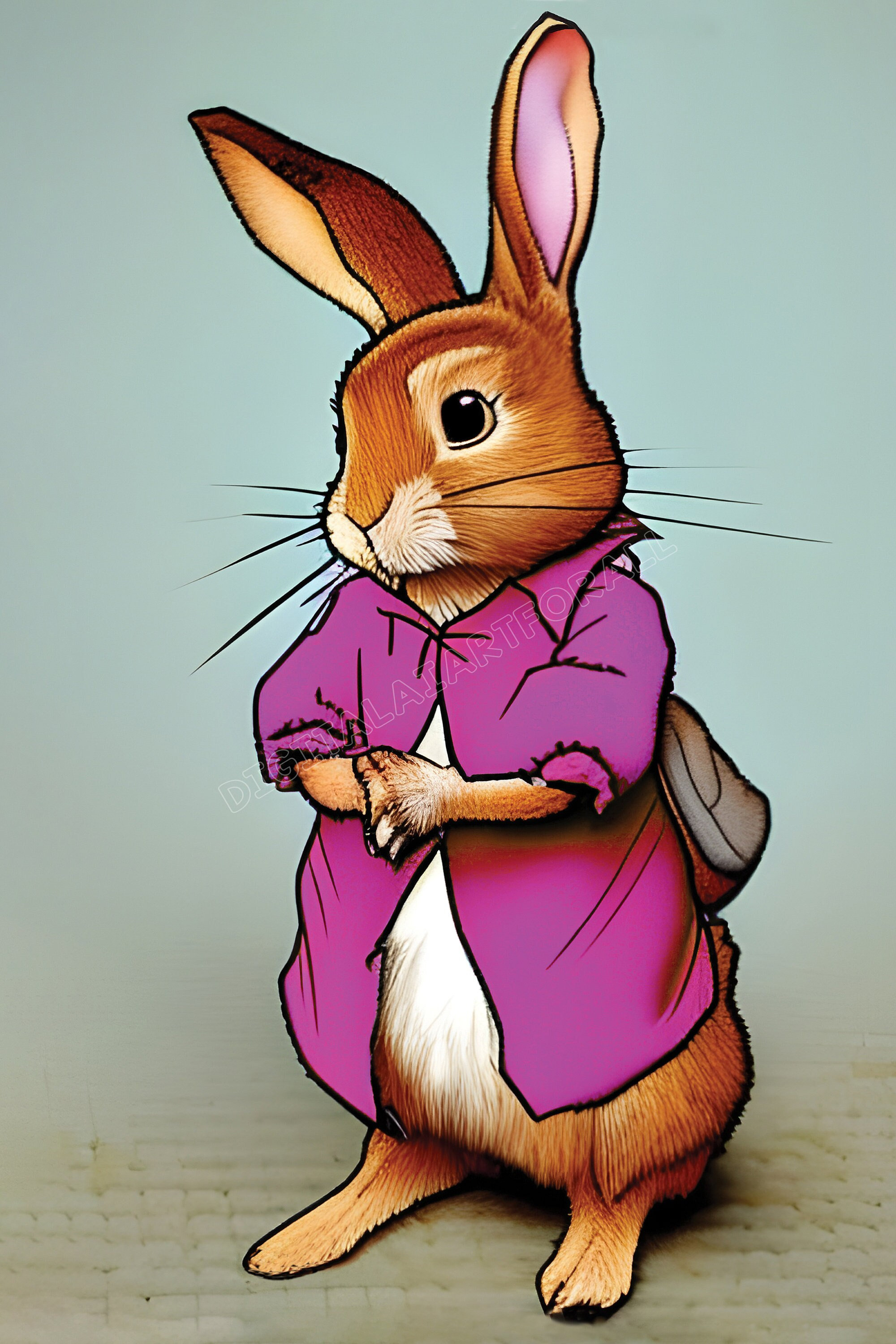 Fairytale Bunny Rabbit Drawing Printable Poster Instant - Etsy