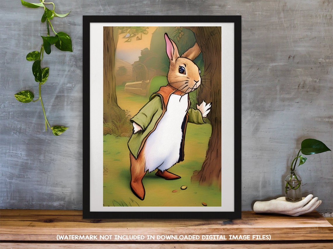 Fairytale Bunny Rabbit Drawing Printable Poster Instant - Etsy