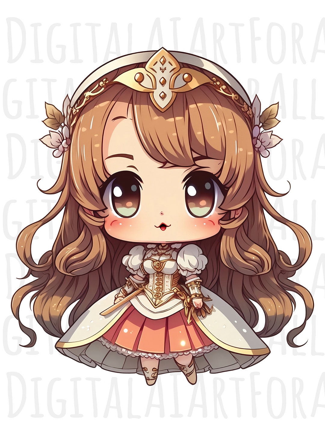 Royal Fairytale Princess Chibi Girl | Digital Graphics, Sublimation ...