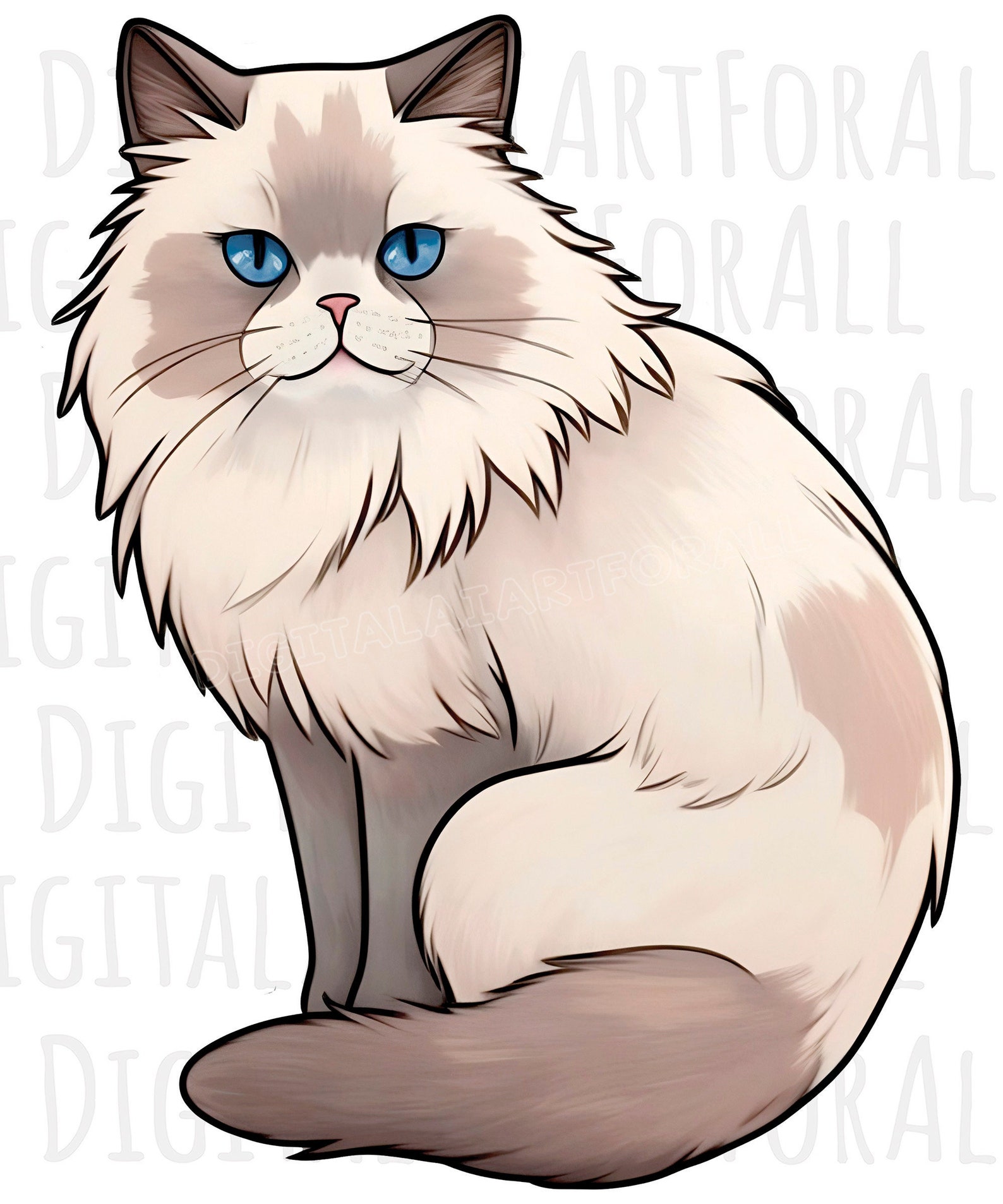 Enigmatic Ragdoll Cat | Instant Downloadable Art Digital Art DTG ...