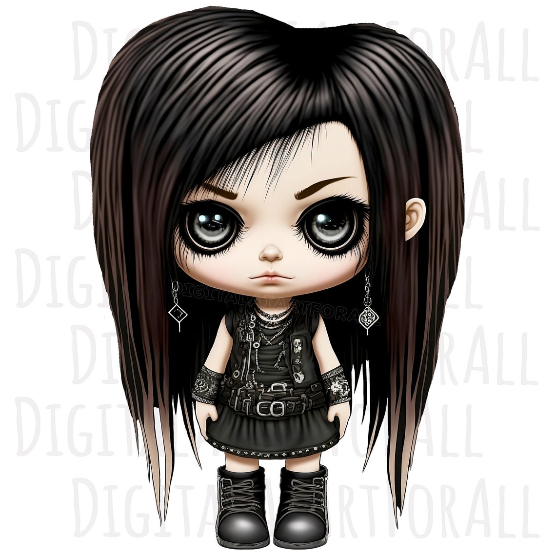 Goth Chibi Girl Instant Download, Digital Graphics, Sublimation ...